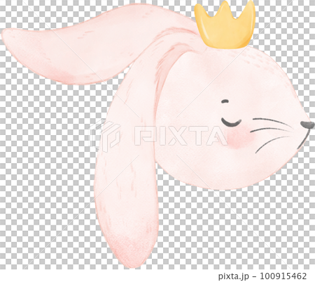 cute whimsical happy princess rabbit bunny face... - Stock Illustration ...