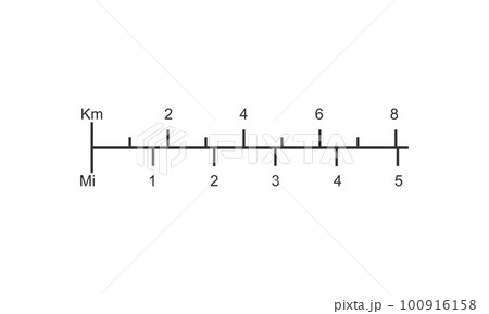 Linear map scale with kilometers and miles...のイラスト素材 [100916158] - PIXTA