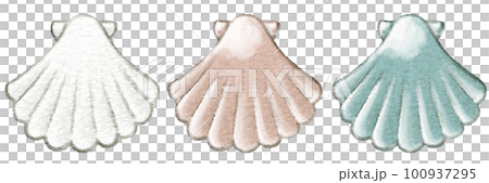 Cute seashell colored pencil drawing one point set - Stock Illustration ...