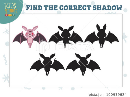 Find the correct shadow for cute bat lion...のイラスト素材 [100939624] - PIXTA