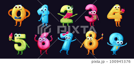 Numbers with smile faces. Cartoon characters....のイラスト素材 [100945376] - PIXTA