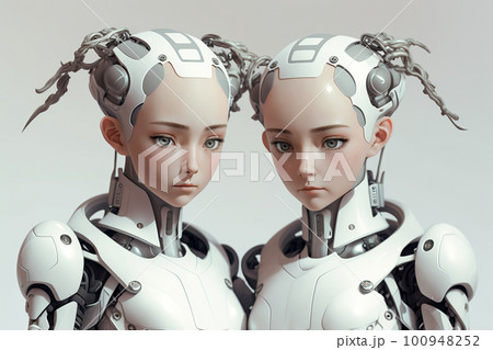 二体のアンドロイド・ヒューマノイドロボ AI作画イラスト「AI生成画像」Generative AIのイラスト素材 [100948252] - PIXTA