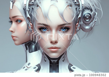 二体のアンドロイド・ヒューマノイドロボ AI作画イラスト「AI生成画像」Generative AIのイラスト素材 [100948302] - PIXTA
