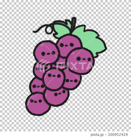 Hand-drawn Cute Red grape, Cute fruit character...のイラスト素材 [100952429 ...