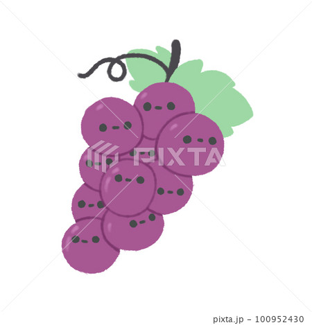 Hand-drawn Cute Red grape, Cute fruit character...のイラスト素材 [100952430 ...