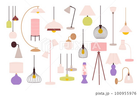 House lamps design, nightlight and ceiling...のイラスト素材 [100955976] - PIXTA