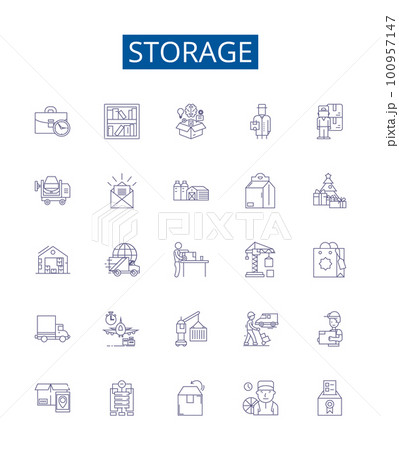 Storage line icons signs set. Design collection...のイラスト素材 [100957147 ...