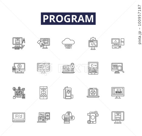 Program line vector icons and signs. Script,...のイラスト素材 [100957187] - PIXTA