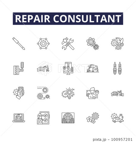 Repair consultant line vector icons and signs....のイラスト素材 [100957201 ...