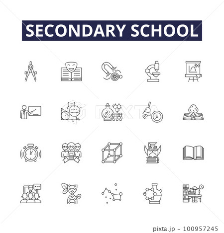 Secondary school line vector icons and signs....のイラスト素材 [100957245] - PIXTA