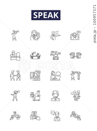 Speak line vector icons and signs. Express,...のイラスト素材 [100957371] - PIXTA