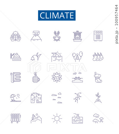 Climate line icons signs set. Design collection...のイラスト素材 [100957464 ...