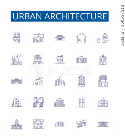 Urban architecture line icons signs set. Design...のイラスト素材 [100957513 ...