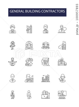 General building contractors line vector icons...のイラスト素材 [100957893 ...