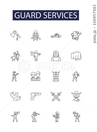 Guard services line vector icons and signs....のイラスト素材 [100957983] - PIXTA