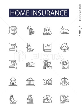 Home insurance line vector icons and signs....のイラスト素材 [100958106] - PIXTA
