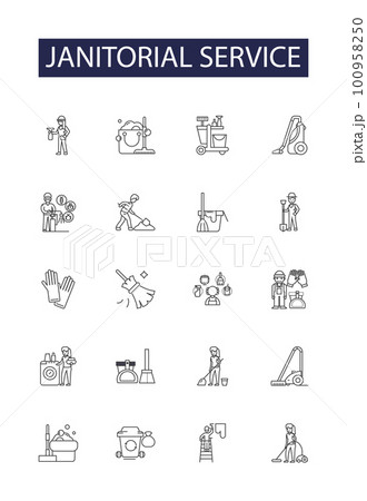 Janitorial service line vector icons and signs....のイラスト素材 [100958250 ...