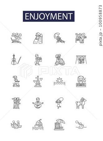 Enjoyment line vector icons and signs. Joy,...のイラスト素材 [100958873] - PIXTA