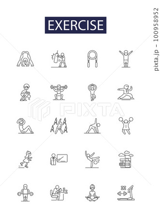 Exercise line vector icons and signs. Exercise,...のイラスト素材 [100958952 ...