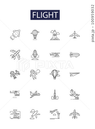 Flight line vector icons and signs. Jet, Plane,...のイラスト素材 [100959032 ...
