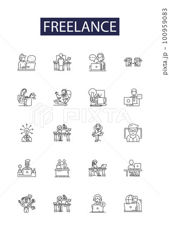 Freelance line vector icons and signs....のイラスト素材 [100959083] - PIXTA