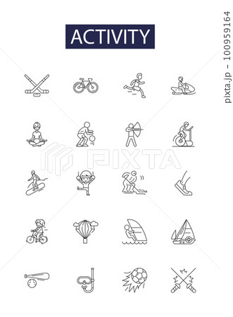 Activity line vector icons and signs. Exercise,...のイラスト素材 [100959164 ...
