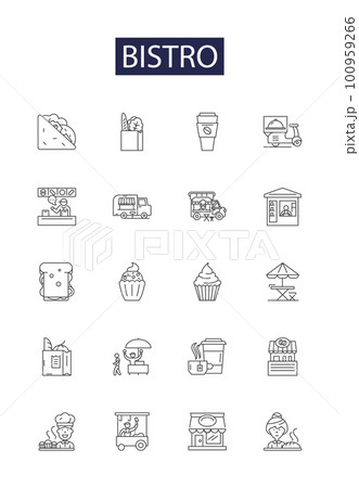 Bistro line vector icons and signs. eatery,...のイラスト素材 [100959266] - PIXTA