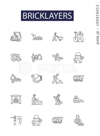 Bricklayers line vector icons and signs....のイラスト素材 [100959453] - PIXTA