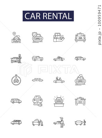 Car rental line vector icons and signs. Rental,...のイラスト素材 [100959471] - PIXTA