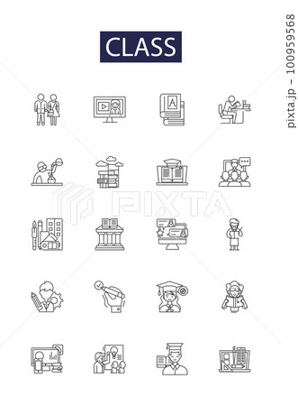 Class line vector icons and signs. Group,...のイラスト素材 [100959568] - PIXTA