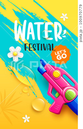 Songkran water gun festival thailand, water...のイラスト素材 [100970779] - PIXTA
