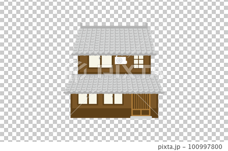 Illustration of a two-story Japanese house - Stock Illustration ...