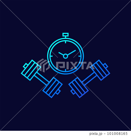 workout time, training icon with a stopwatchのイラスト素材 [101008165] - PIXTA