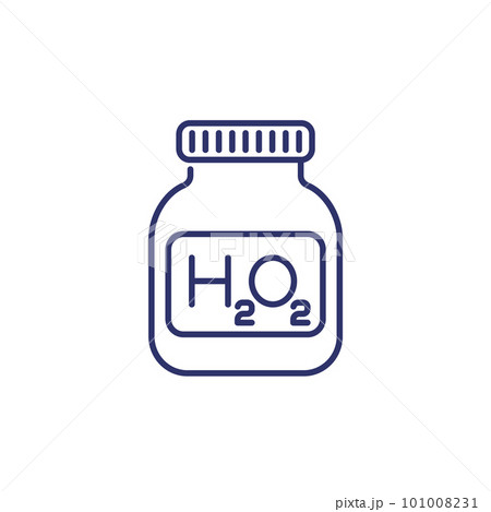 hydrogen peroxide, h2o2 line icon on whiteのイラスト素材 [101008231] - PIXTA
