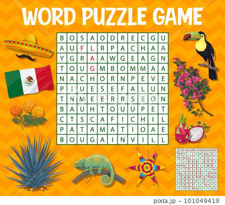 Mexican food, animals and symbols, word search...のイラスト素材 [101049419 ...