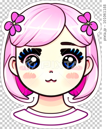 Sticker with a girl head - Stock Illustration [101061188] - PIXTA