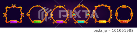 Set of round golden avatar framesのイラスト素材 [101061988] - PIXTA