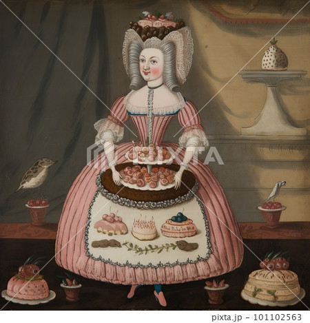 old painting of the lady with the pastryのイラスト素材 [101102563] - PIXTA