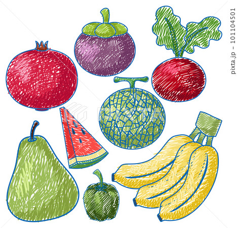 Sketches Of Fruits And Vegetables Fruits & Vegetables Drawing Project