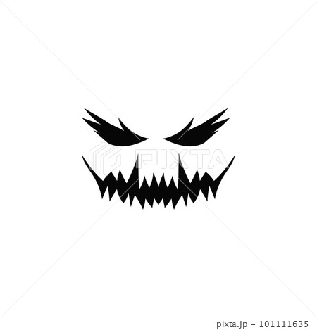 Creepy smile zombie face. Evil ghost teeth for...のイラスト素材 [101111635 ...