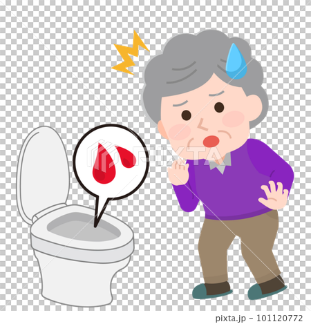 Surprised elderly woman with bloody stool in... - Stock Illustration ...