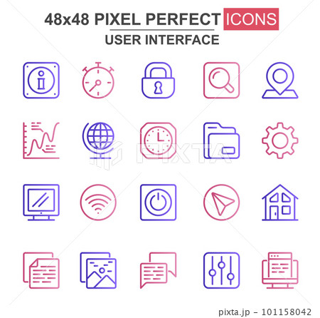 User interface thin line icon set. Pinpointer,...のイラスト素材 [101158042] - PIXTA