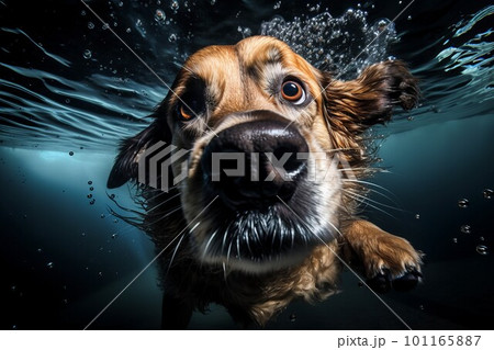 Underwater photo of dog. Dive cute animal....のイラスト素材 [101165887] - PIXTA