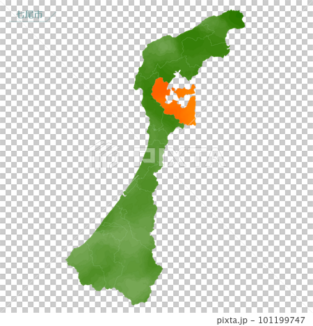 Watercolor-style map Nanao City - Stock Illustration [101199747] - PIXTA