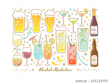 いろんなお酒のイラストセットのイラスト素材 [101210707] - PIXTA