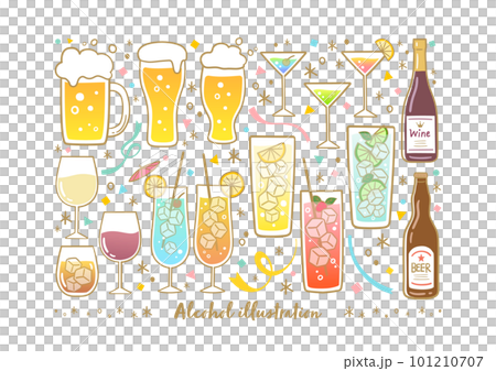 いろんなお酒のイラストセットのイラスト素材 [101210707] - PIXTA