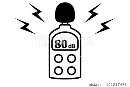 騒音レベル(dB)80dBを示した騒音計のイメージアイコンのイラスト素材 [101217471] - PIXTA