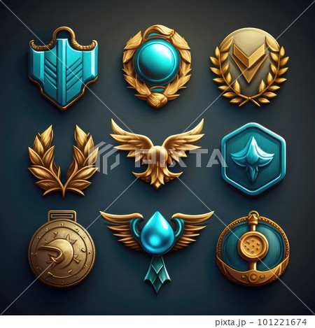 victory game medal achievement 2d ai generatedのイラスト素材 [101221674] - PIXTA