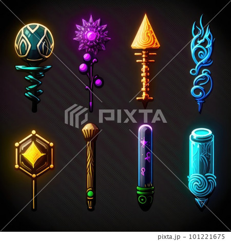 crystal game magic walk stick ai generatedのイラスト素材 [101221675] - PIXTA