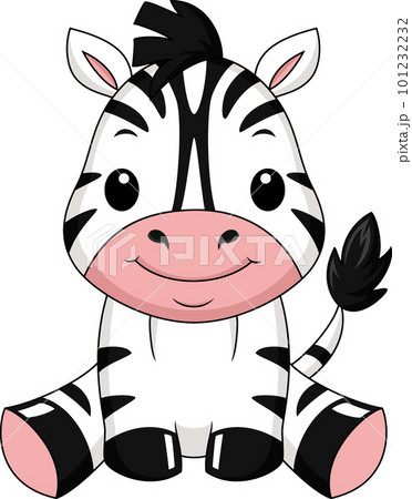 Cute baby zebra on white backgroundのイラスト素材 [101232232] - PIXTA